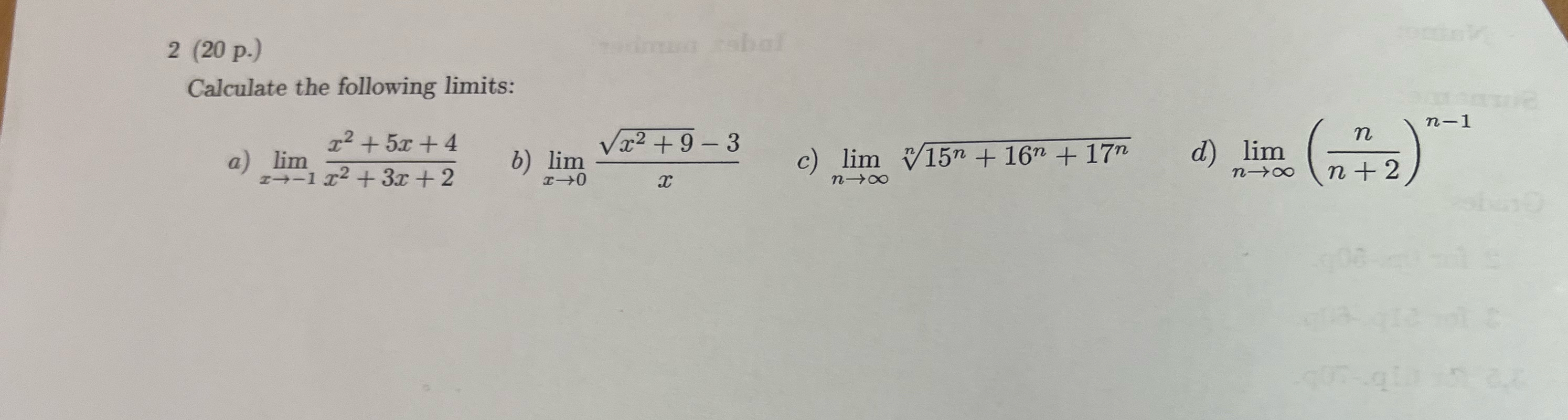 Solved 2 (20 ﻿p.)Calculate the following | Chegg.com