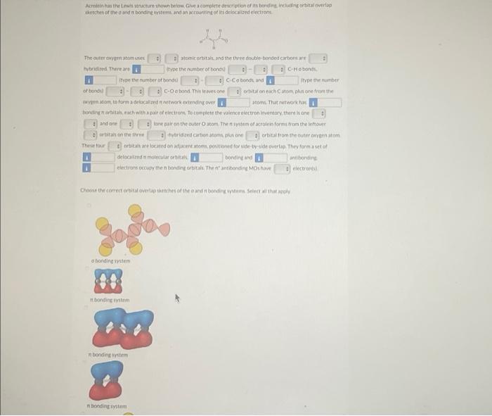 Acrolein has the Lewis structure shown below. Give a | Chegg.com
