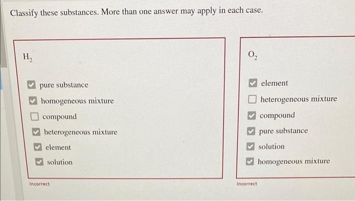 Solved Classify these substances. More than one answer may | Chegg.com