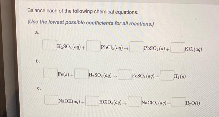 Solved FeS(s)+HCl(aq)→FeCl2(aq)+H2 S(g) b. | Chegg.com