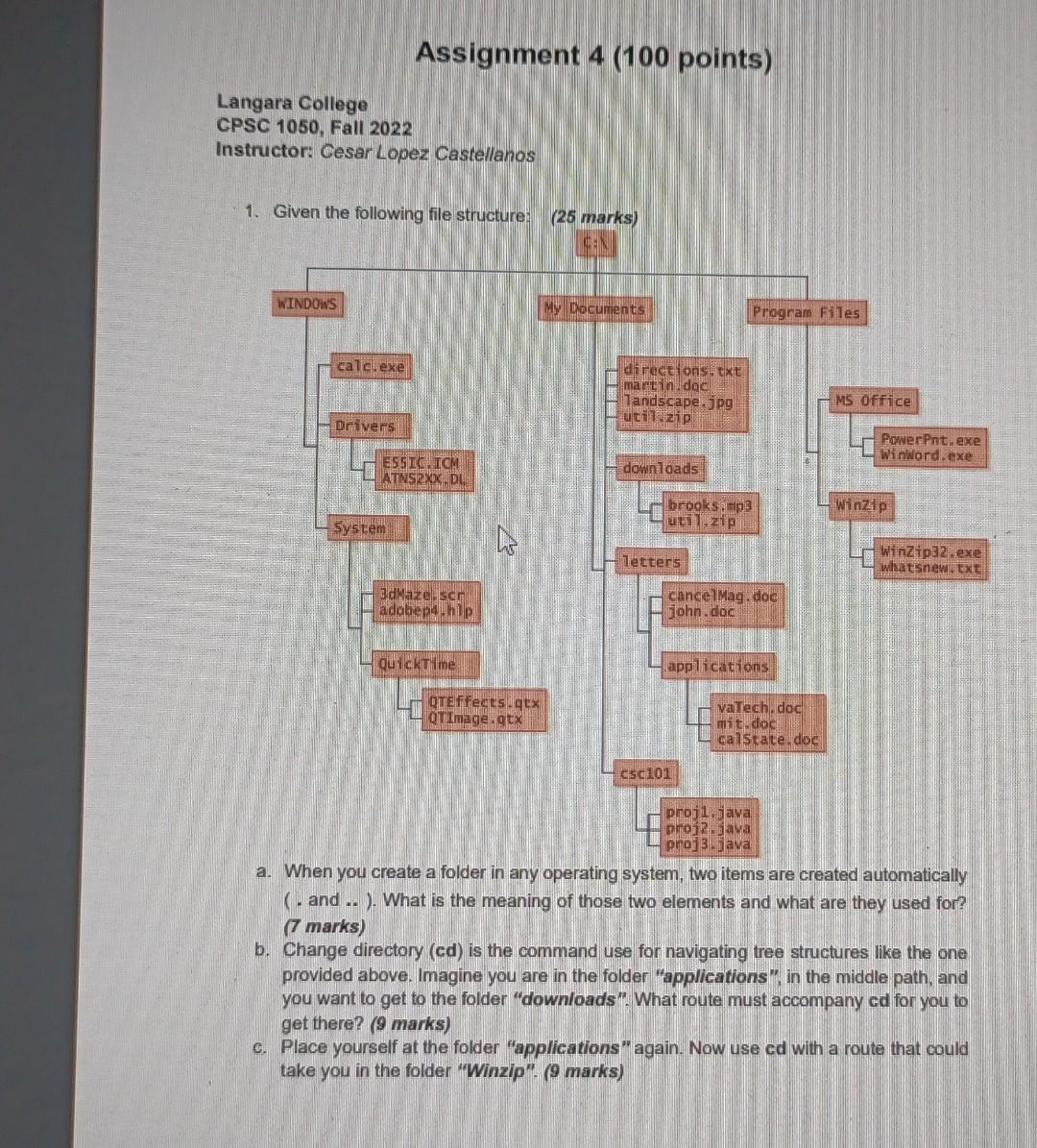 Solved Langara College CPSC 1050, Fall 2022 Instructor: | Chegg.com