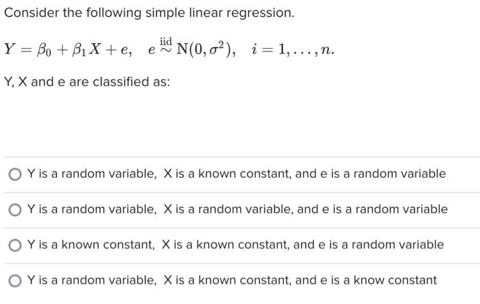 Solved Consider the following simple linear regression. | Chegg.com