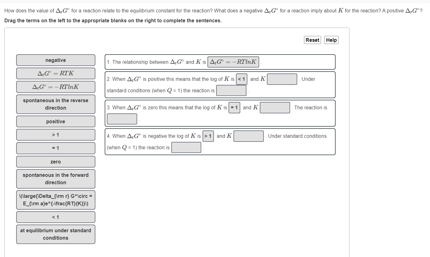 Solved How does the value of ΔrG° ﻿for a reaction relate to | Chegg.com