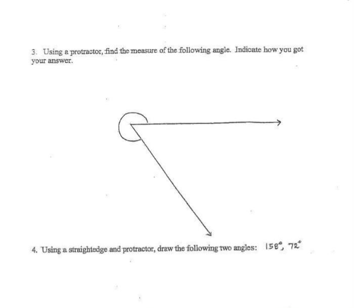 Solved 3. Using a protractor, find the measure of the | Chegg.com