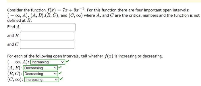 Solved Consider the function f(x) = 7.0 + 9x -1. For this | Chegg.com