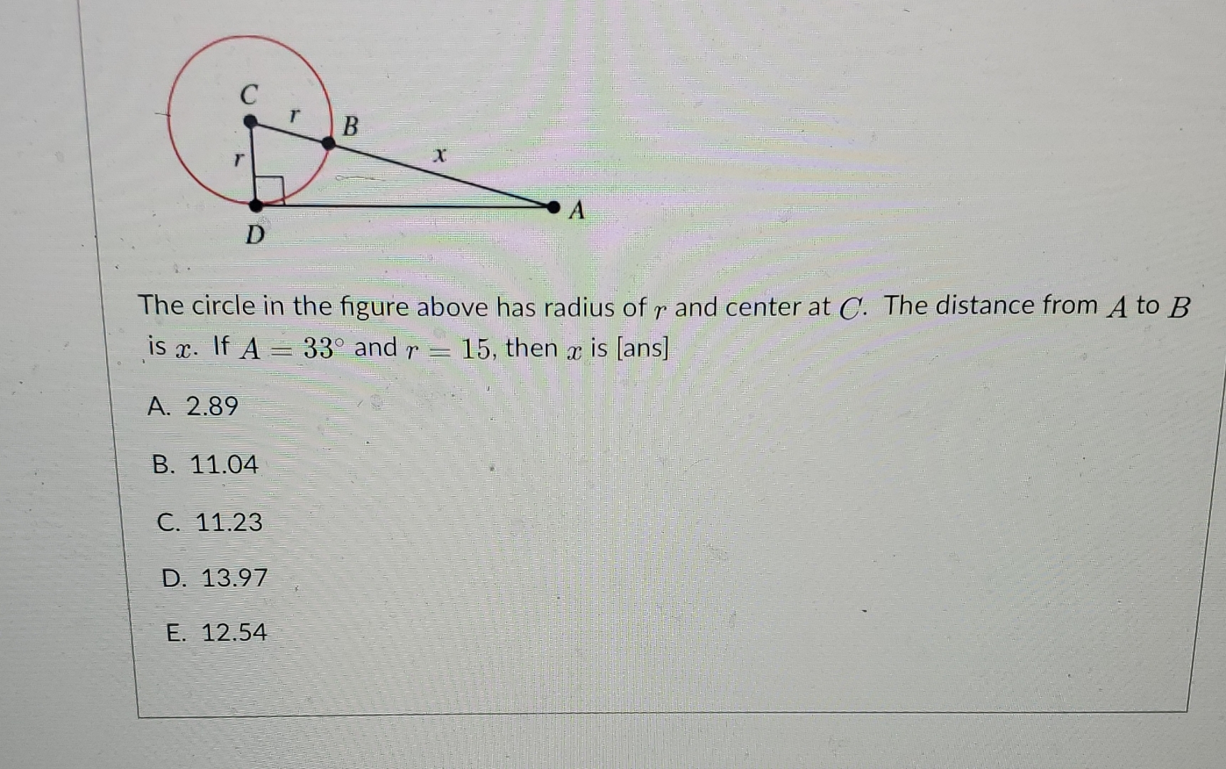 Solved The circle in the figure above has radius of r ﻿and | Chegg.com