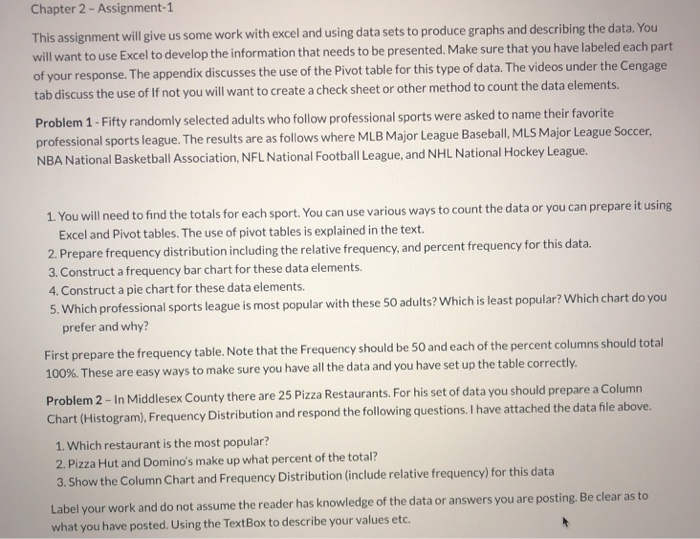 Chapter 2 - Assignment-1 This assignment will give us | Chegg.com