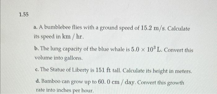 Solved a. A bumblebee flies with a ground speed of 15.2 m/s. | Chegg.com