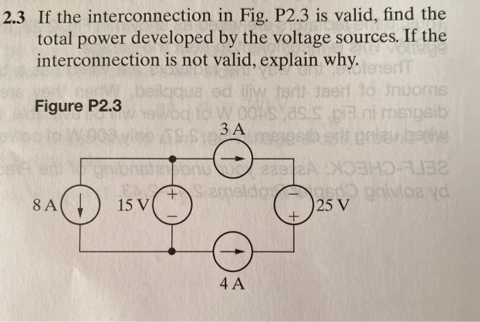 Solved 2.3 If the interconnection in Fig. P2.3 is valid, | Chegg.com