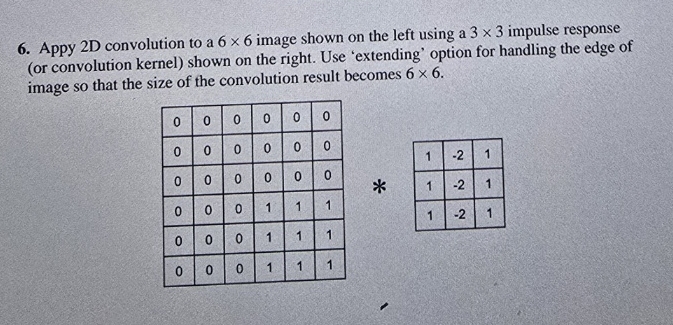 Appy 2 ﻿D convolution to a 6×6 ﻿image shown on the | Chegg.com