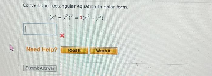 Solved Convert the rectangular equation to polar form. | Chegg.com