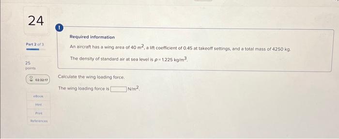 Solved Required information An aircraft has a wing area of | Chegg.com