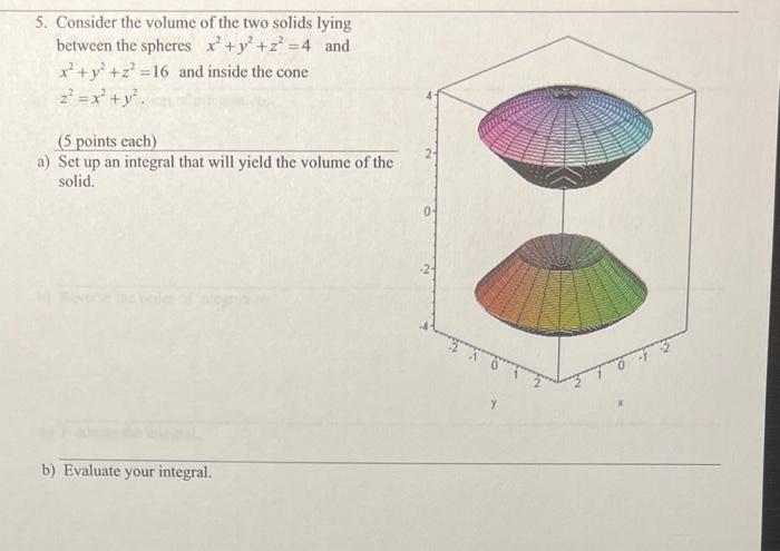 Solved 5. Consider the volume of the two solids lying | Chegg.com