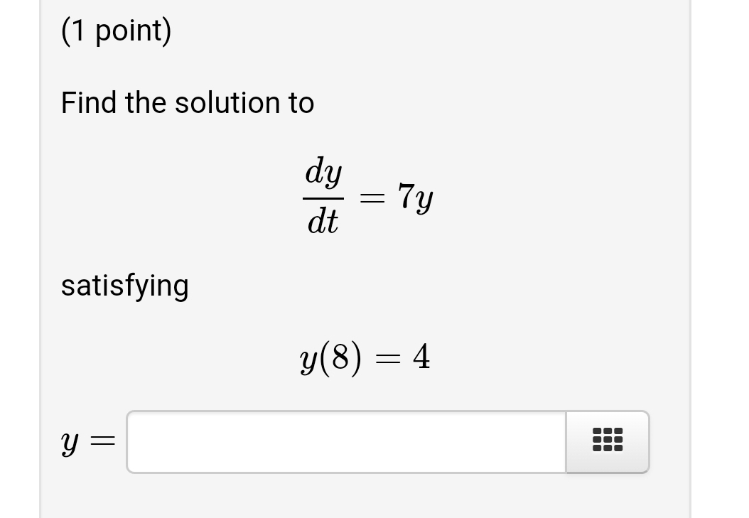 Solved (1 point)Find the solution | Chegg.com Solved (1 point)Find the solution | Chegg.com