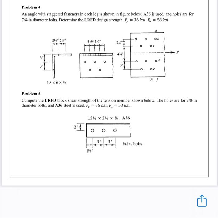 Solved Problem 1 Compute the smallest net area (A) for each | Chegg.com