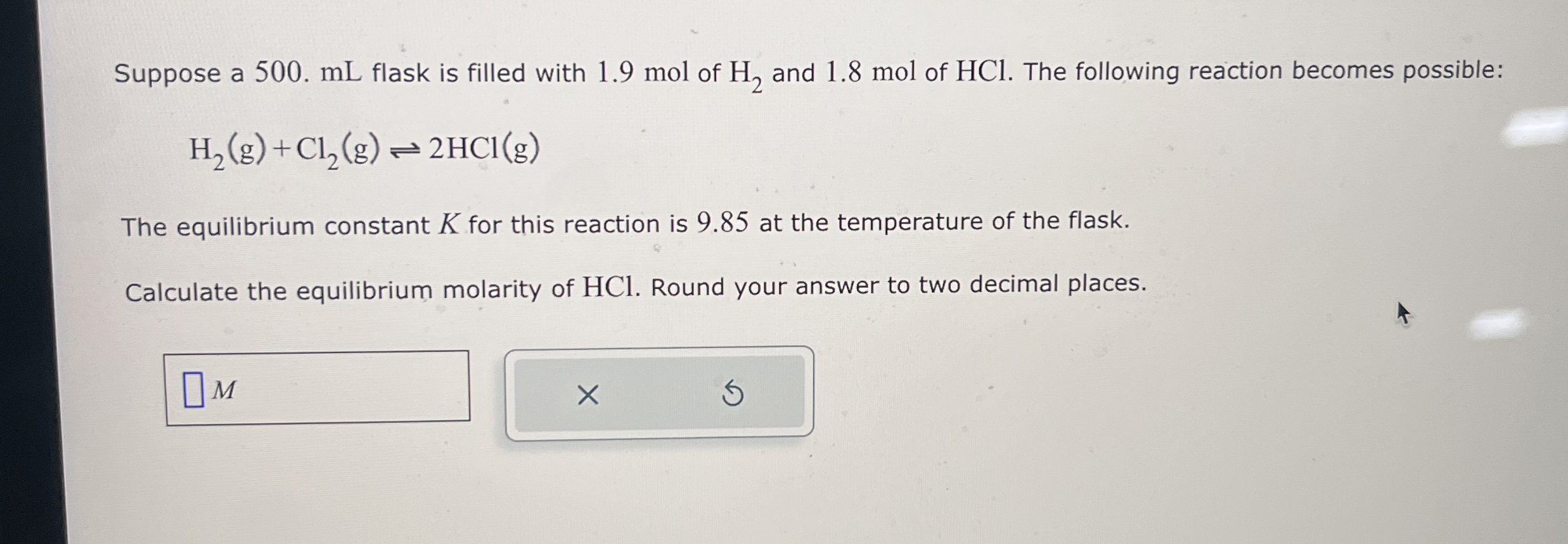 Solved Suppose a 500 ﻿mL flask is filled with 1.9 ﻿mol of H2 | Chegg.com