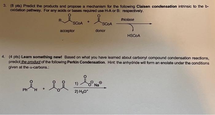 Solved ( 8 pts) Predict the products and propose a mechanism | Chegg.com