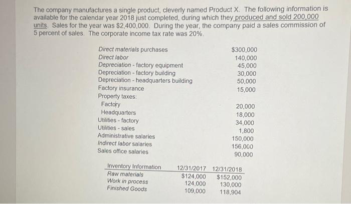 Solved The company manufactures a single product, cleverly | Chegg.com