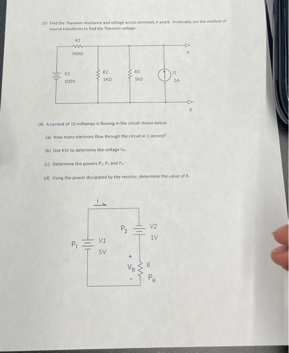 Solved (3) Find the Thevenin resiatance and wolrage across | Chegg.com