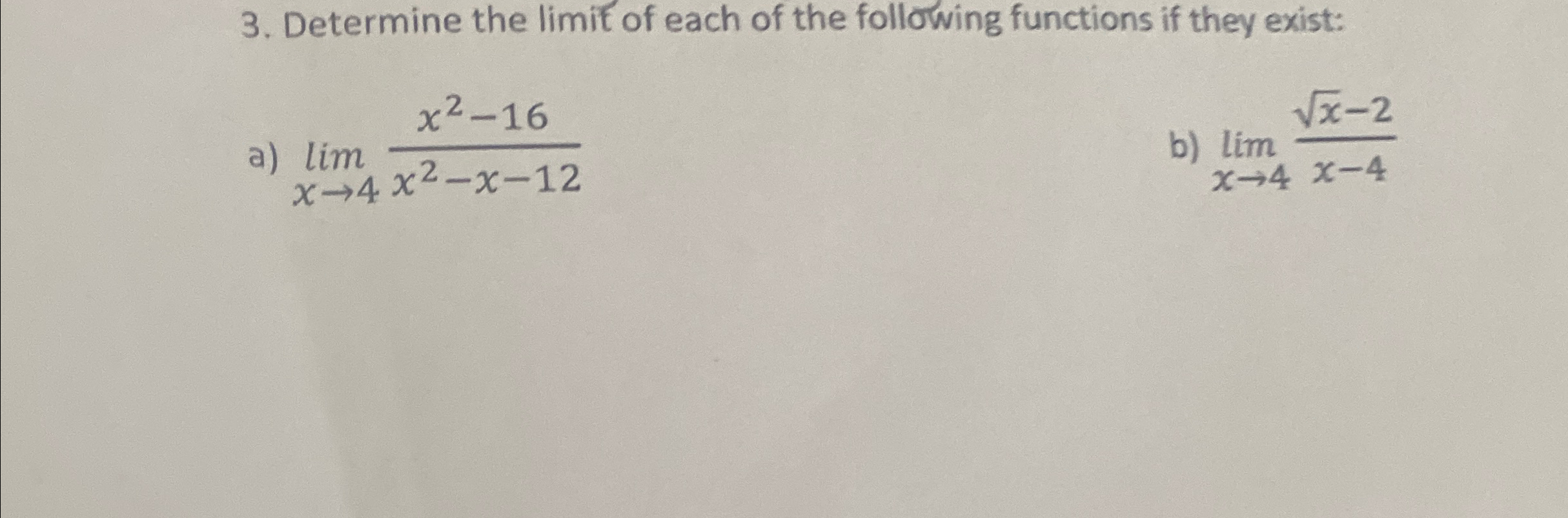 Solved Determine the limit of each of the following | Chegg.com