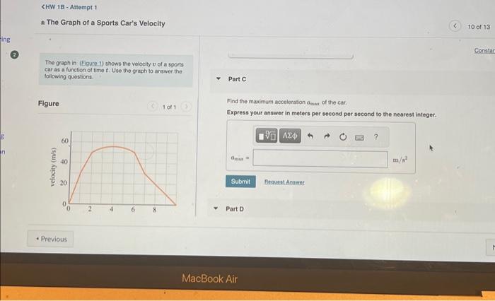 Solved \pm The Graph of a Sports Car's Velocity The graph in | Chegg.com