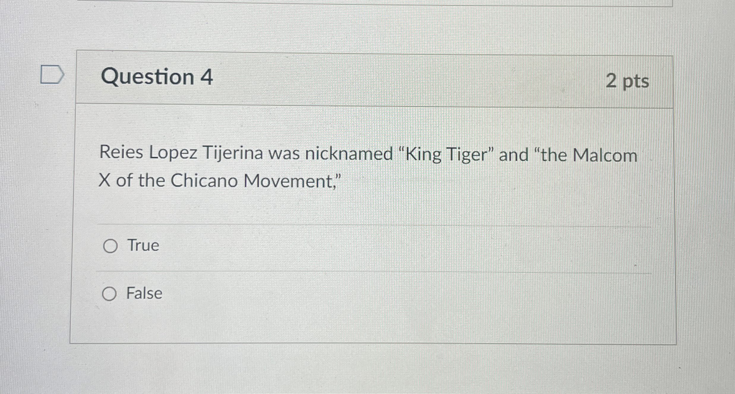 Solved Question 42 ﻿ptsReies Lopez Tijerina was nicknamed | Chegg.com