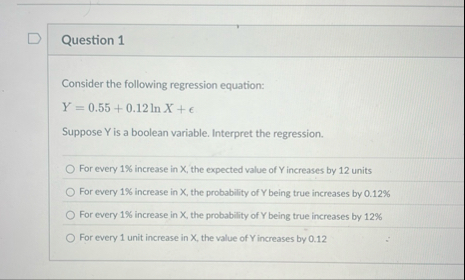 Solved Question 1Consider the following regression | Chegg.com