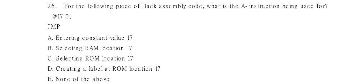 Solved For the following piece of Hack assembly code, what | Chegg.com