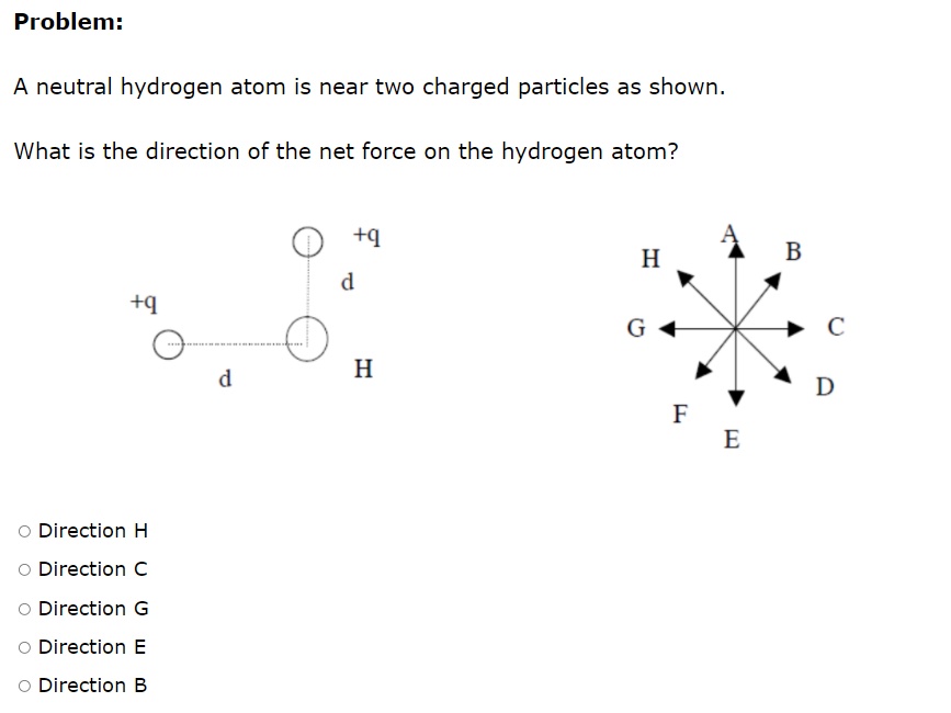 Solved Problem:A neutral hydrogen atom is near two charged | Chegg.com