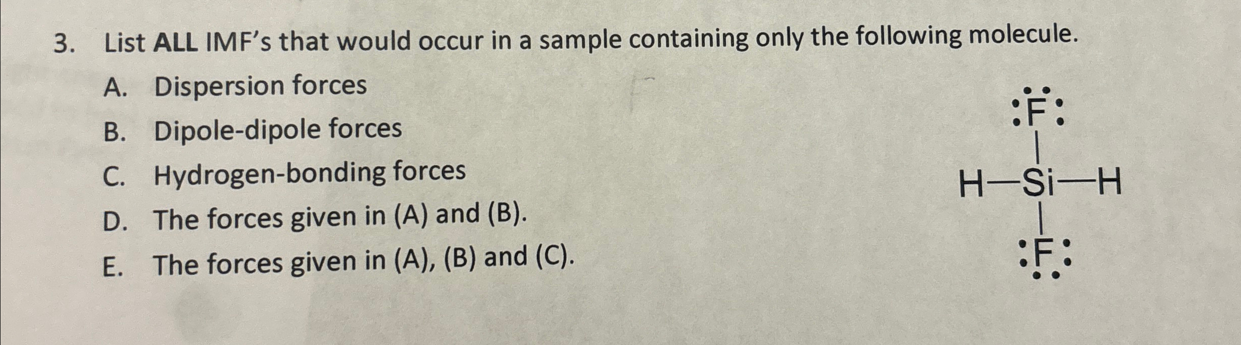 Solved List ALL IMF's that would occur in a sample | Chegg.com