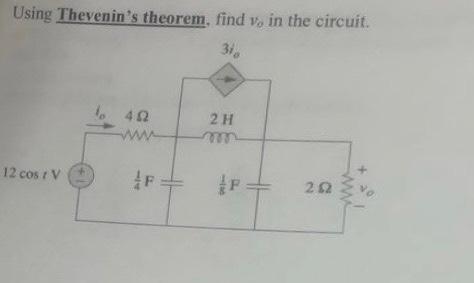 Solved Using Thevenin's theorem, find vo in the circuit. | Chegg.com