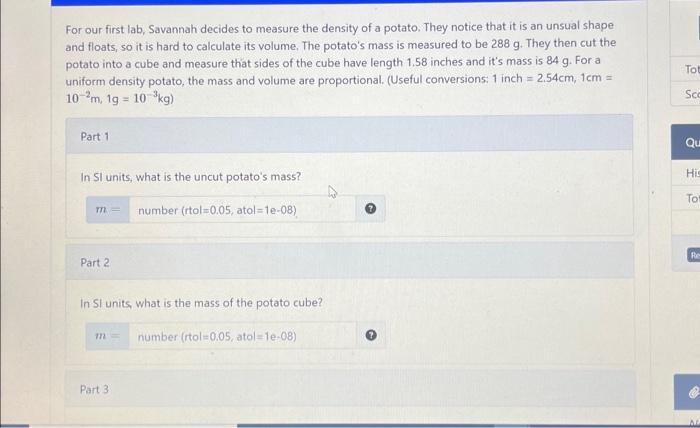 Solved For our first lab, Savannah decides to measure the | Chegg.com
