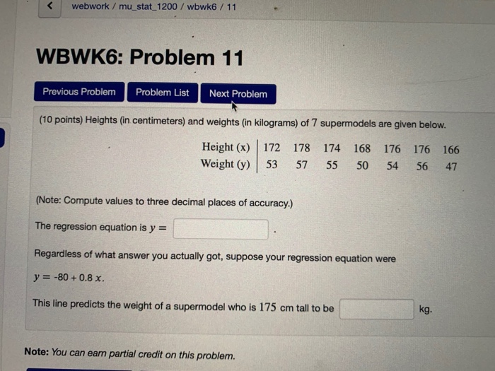 Solved webwork / mu_stat_1200 / wbwk6/11 WBWK6: Problem 11 | Chegg.com