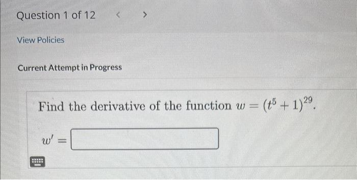 Solved Current Attempt in Progress Find the derivative of | Chegg.com