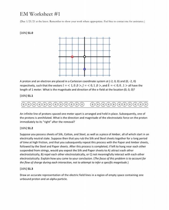 Solved EM Worksheet #1 (Due 1/21/21 at the latest. Remember | Chegg.com