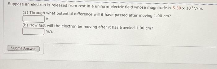 Solved Suppose an electron is released from rest in a | Chegg.com