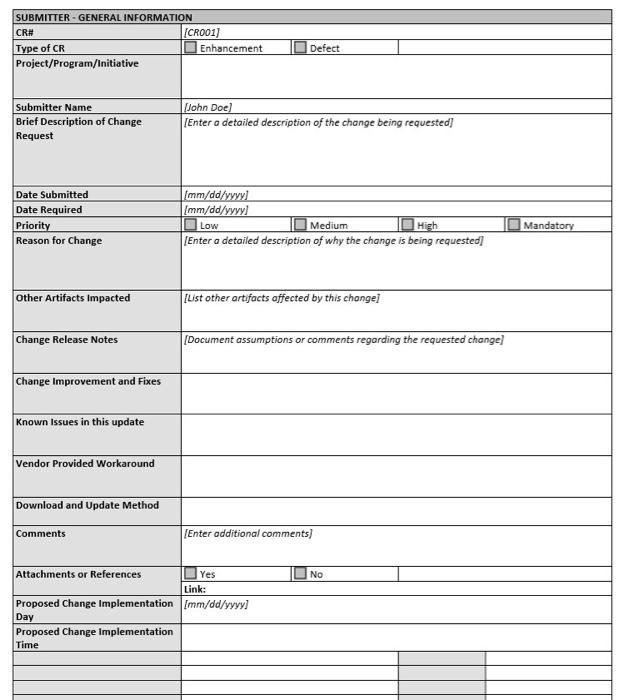 Solved Deliverables XYZ Change Request Problem: Issue | Chegg.com