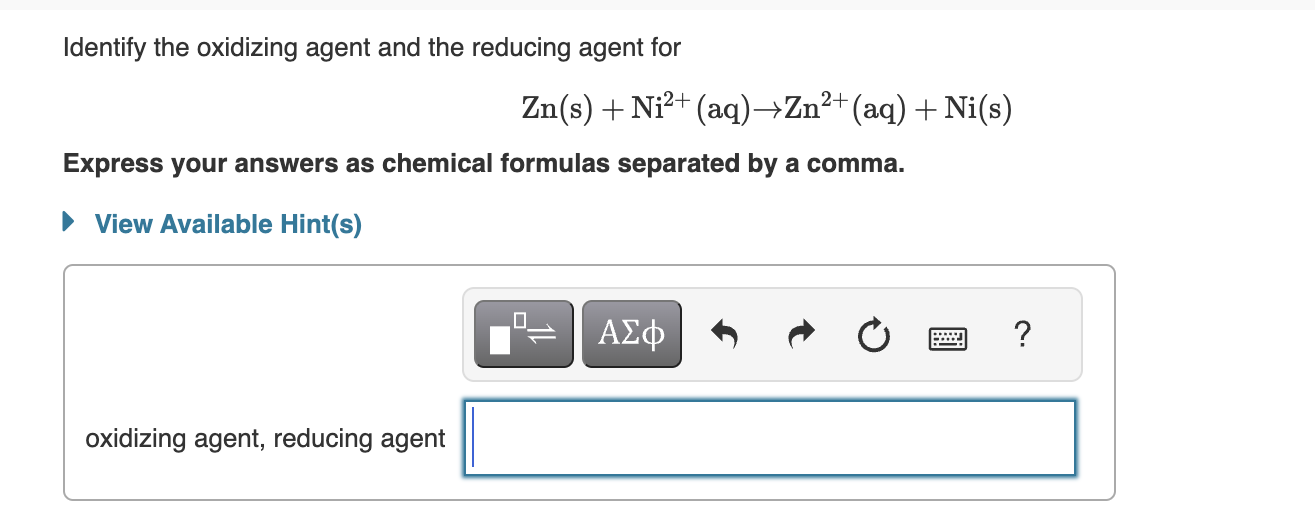 Solved Identify the oxidizing agent and the reducing agent | Chegg.com