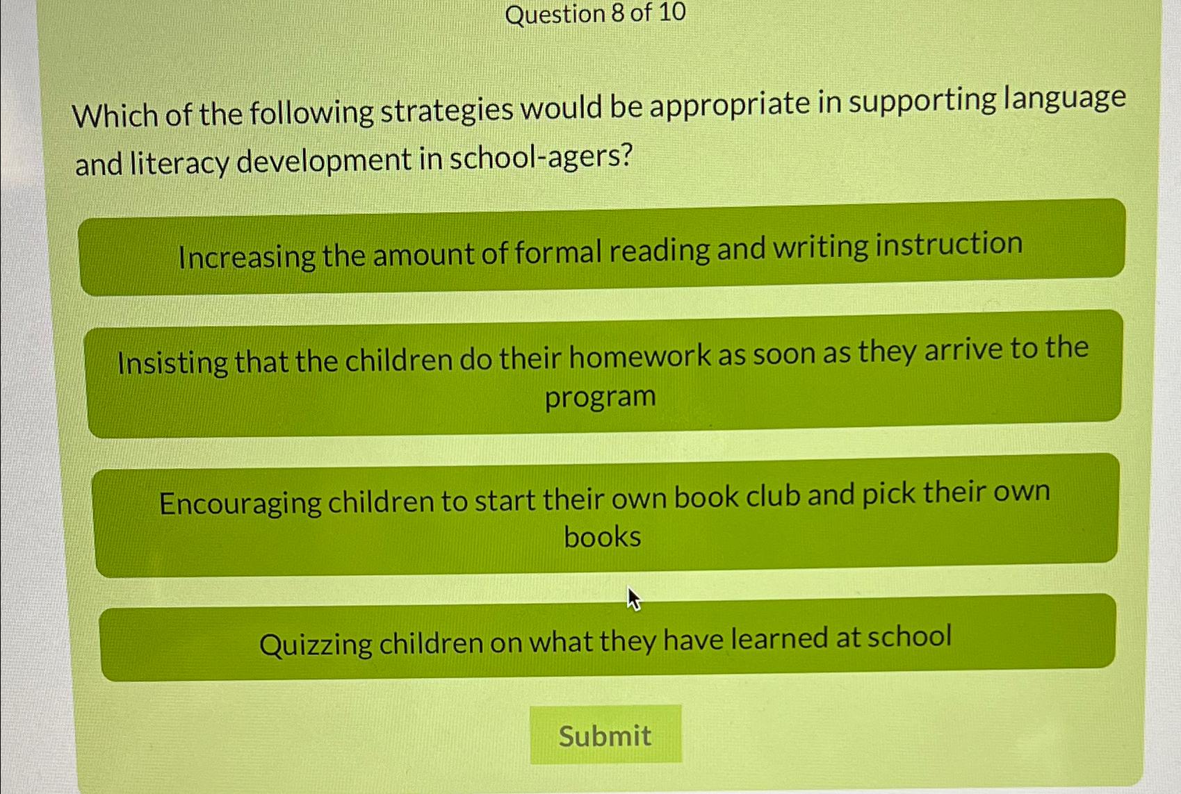 Solved Question 8 ﻿of 10Which of the following strategies | Chegg.com