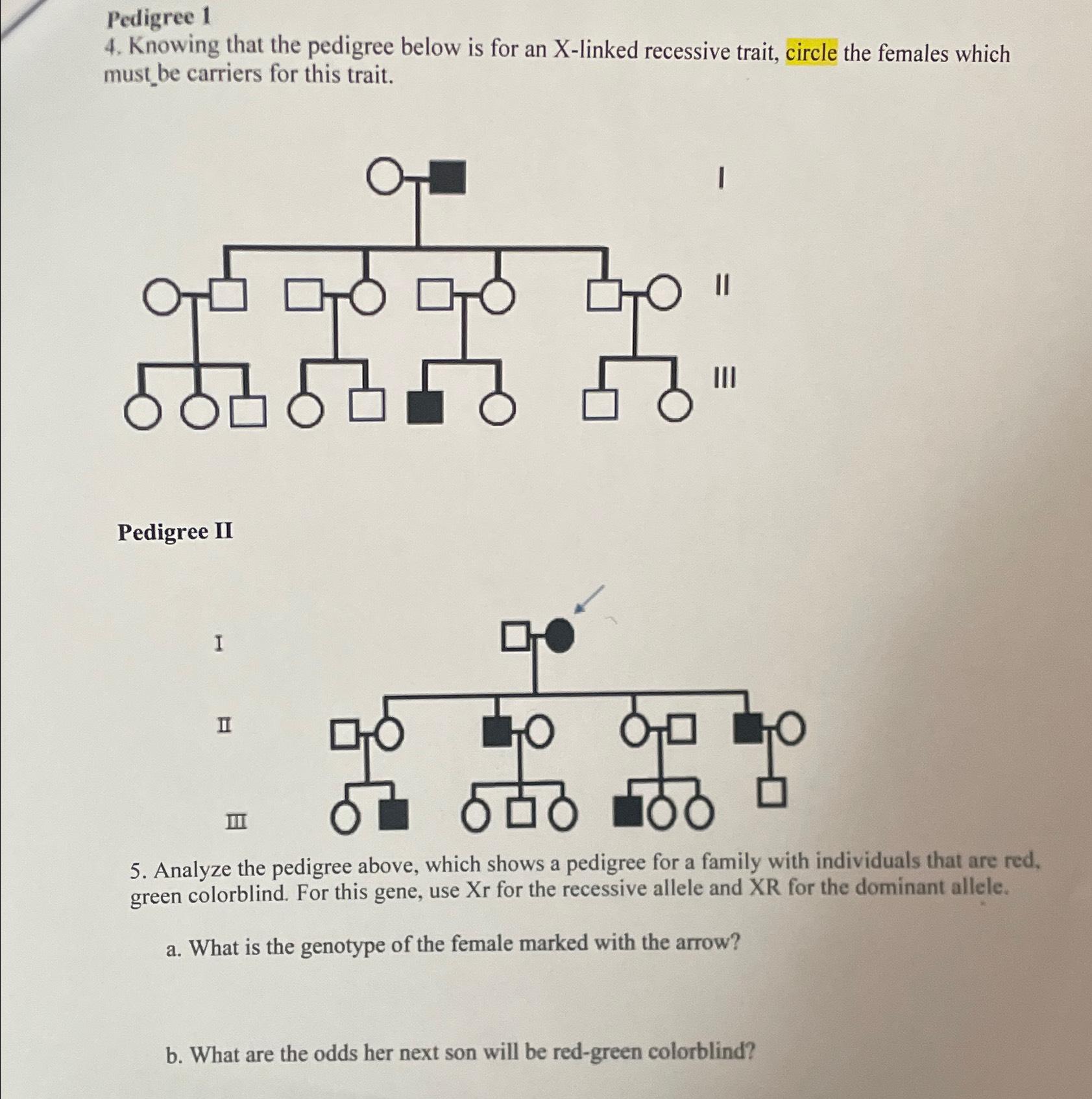 Solved Pedigree 14. ﻿Knowing that the pedigree below is for | Chegg.com