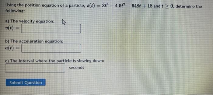 Solved Using the position equation of a particle, | Chegg.com