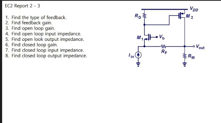 Solved 1. Find the type of feedback. 2. Find feedback gain. | Chegg.com