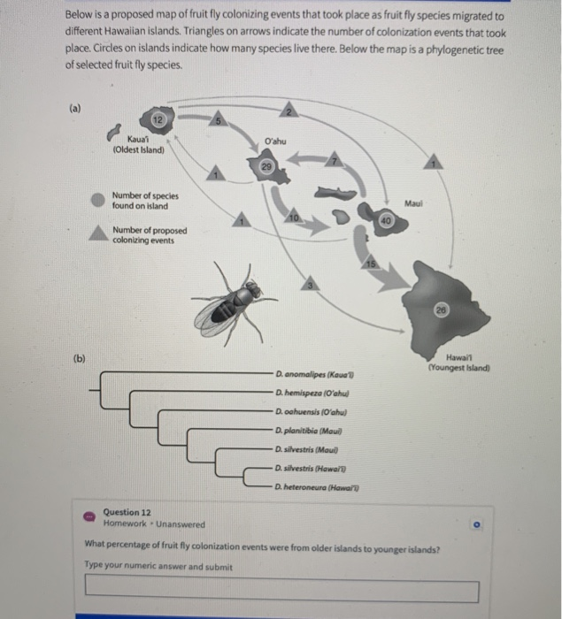 Solved Below is a proposed map of fruit fly colonizing | Chegg.com