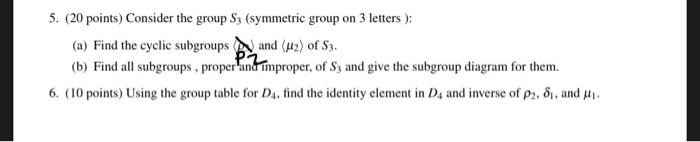 5. (20 points) Consider the group S3 (symmetric group | Chegg.com