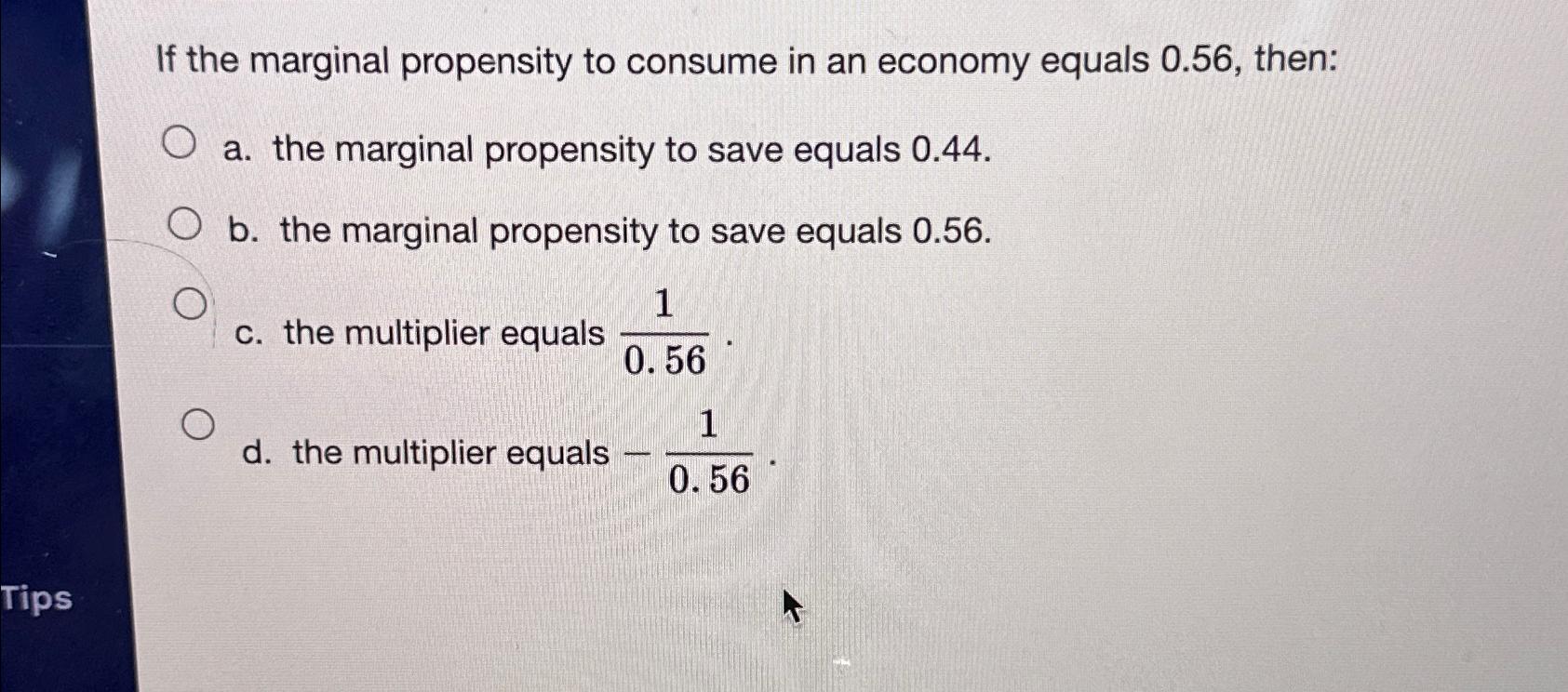 Solved If the marginal propensity to consume in an economy | Chegg.com