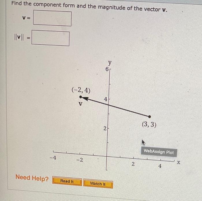 Solved Find the component form and the magnitude of the | Chegg.com