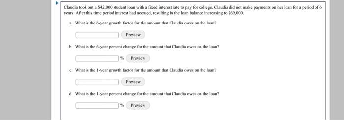 Solved Claudia took out a $42,000 student loan with a fixed | Chegg.com