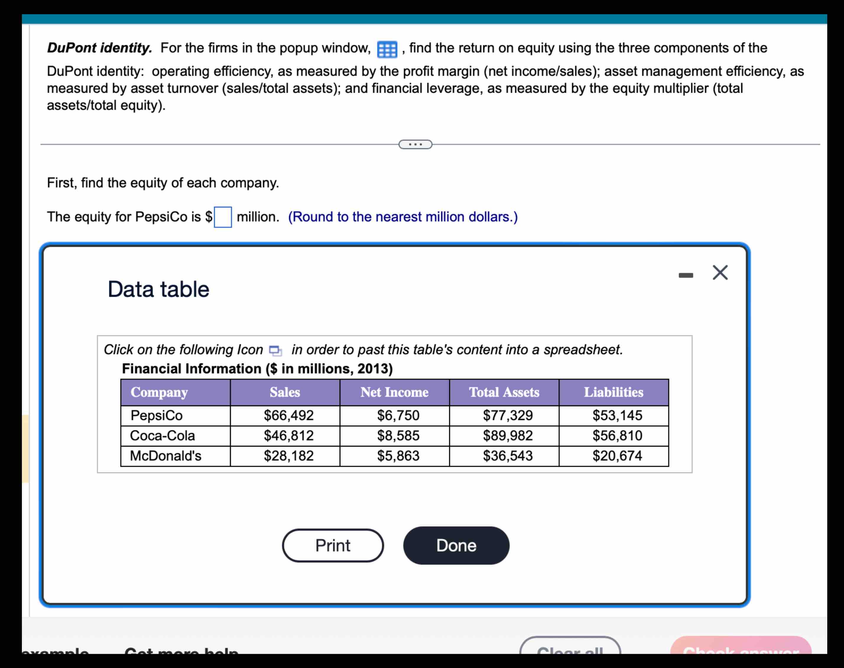 Solved DuPont identity. For the firms in the popup window, | Chegg.com