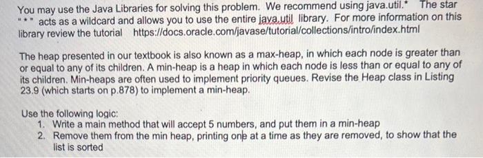 Solved You may use the Java Libraries for solving this | Chegg.com