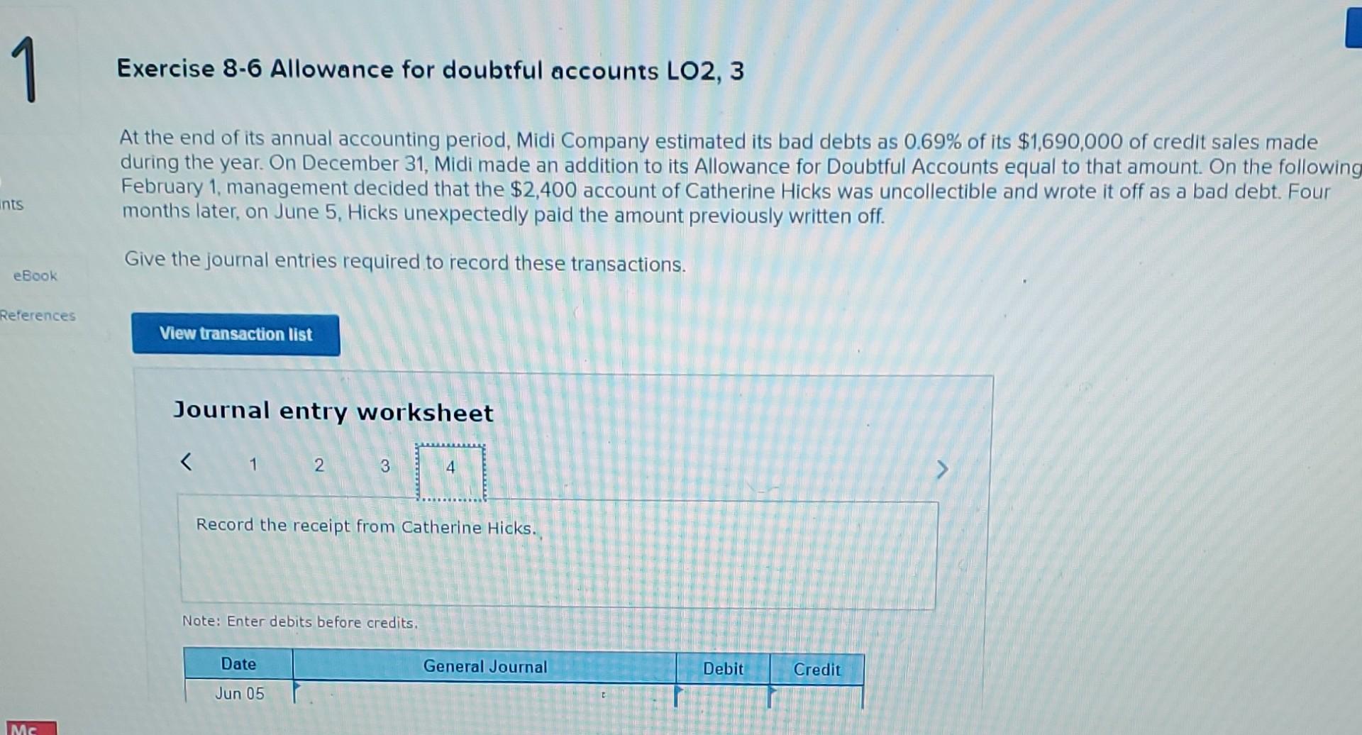 Solved Exercise 8-6 Allowance for doubtful accounts LO2, 3 | Chegg.com